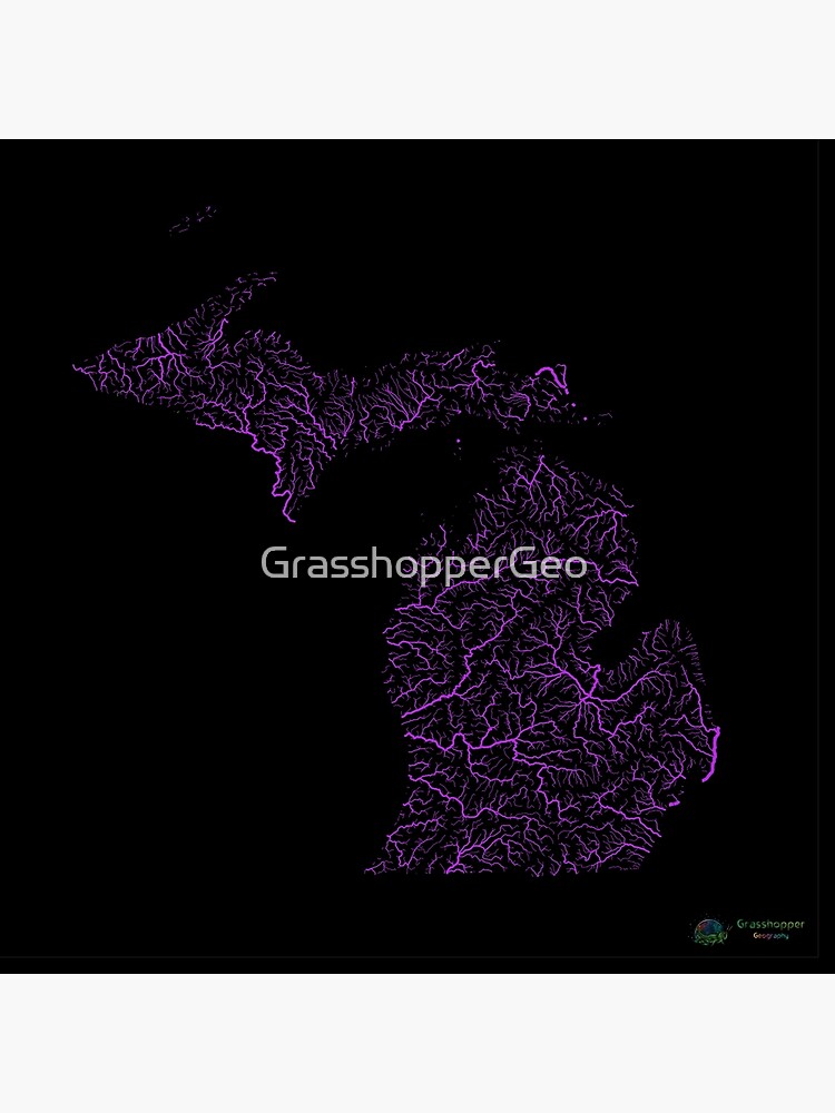 Póster «Mapa de la cuenca del río Michigan en colores del arco iris con ...