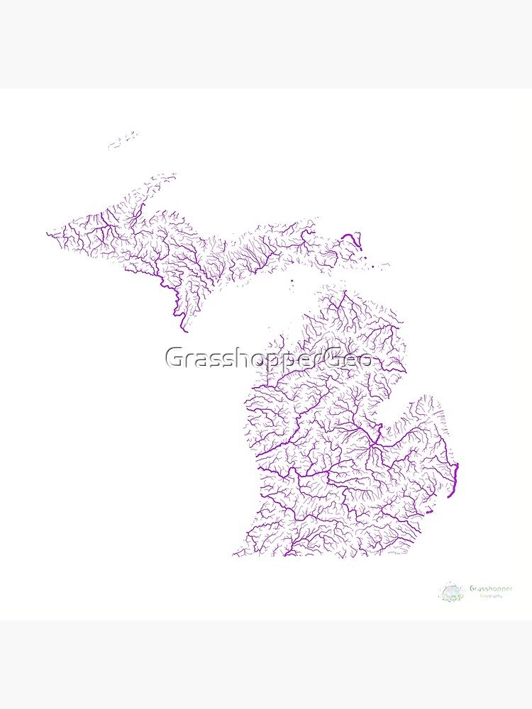 Lámina fotográfica «Mapa de la cuenca del río Michigan en colores del ...