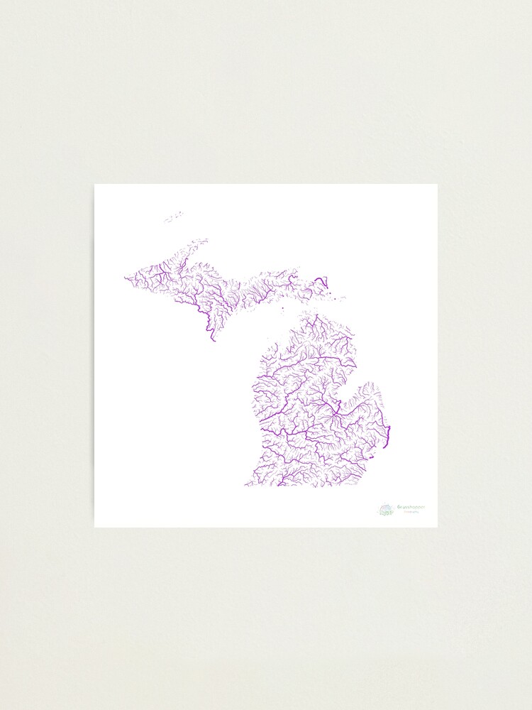 Lámina fotográfica «Mapa de la cuenca del río Michigan en colores del ...