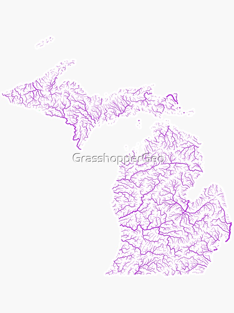 Pegatina «Mapa de la cuenca del río Michigan en colores del arco iris ...
