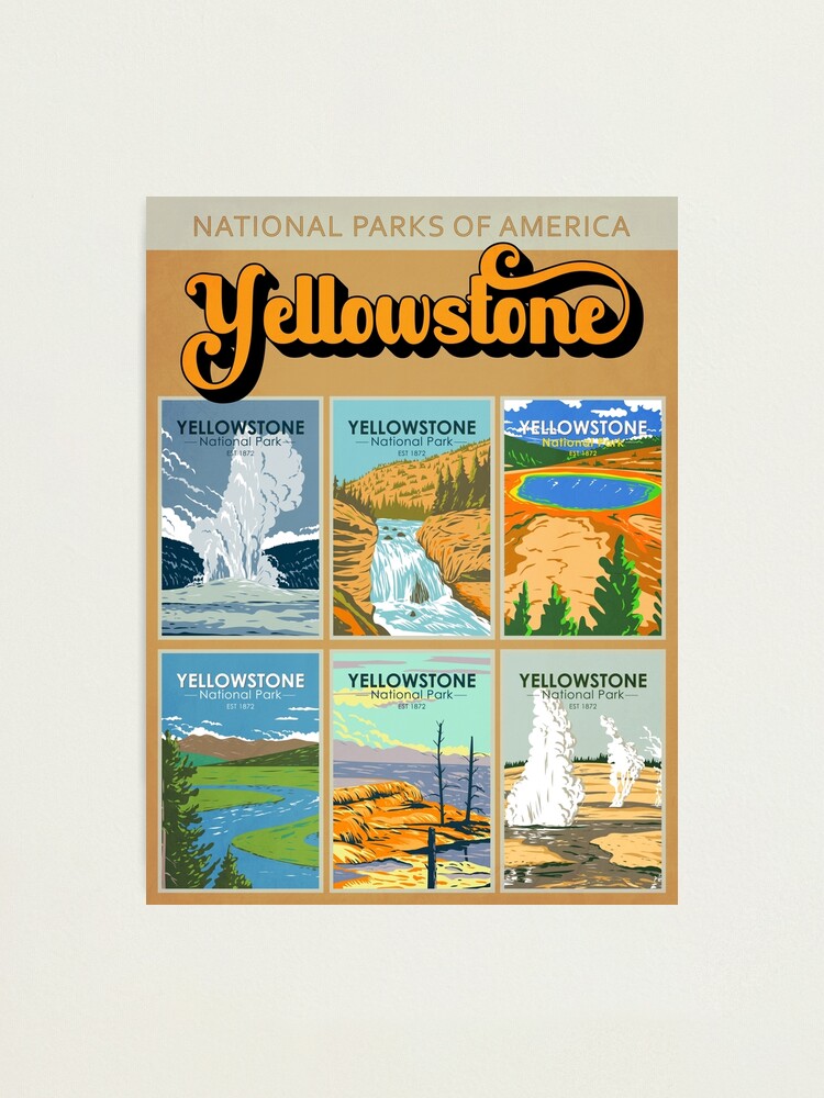 "Yellowstone National Park Landmark Collage" Photographic Print for ...