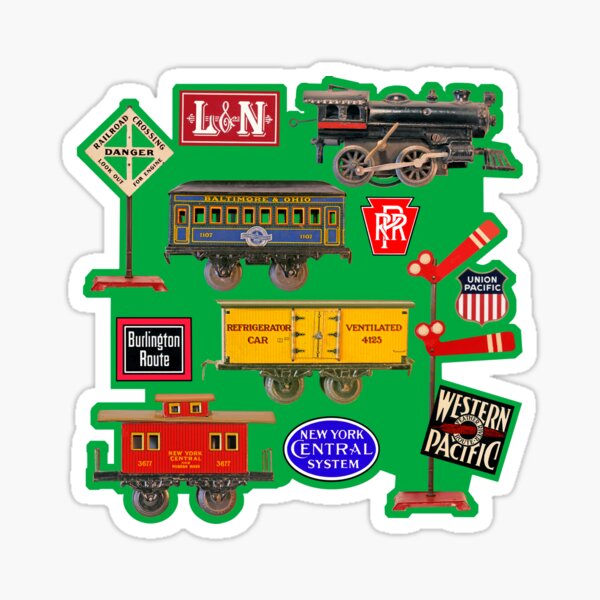 "Toy Trains" Sticker for Sale by kranefeldink | Redbubble