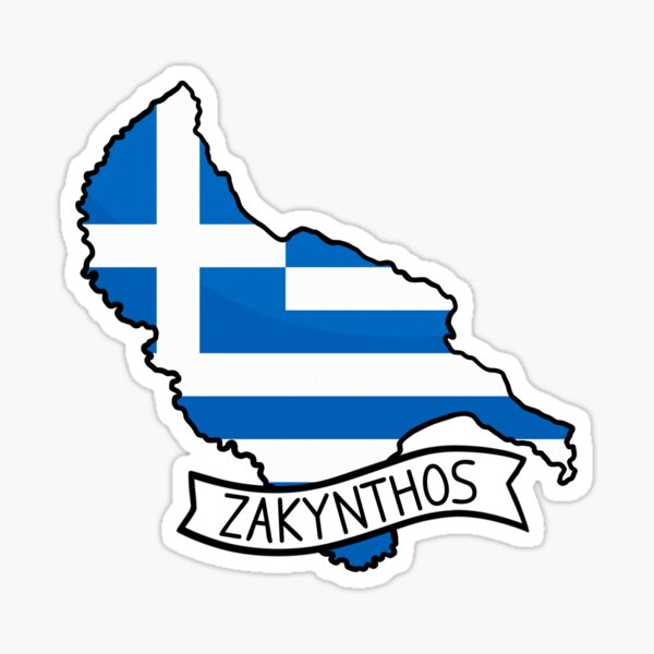 "Zakynthos Flag Map Sticker" Sticker by Drawingvild | Redbubble