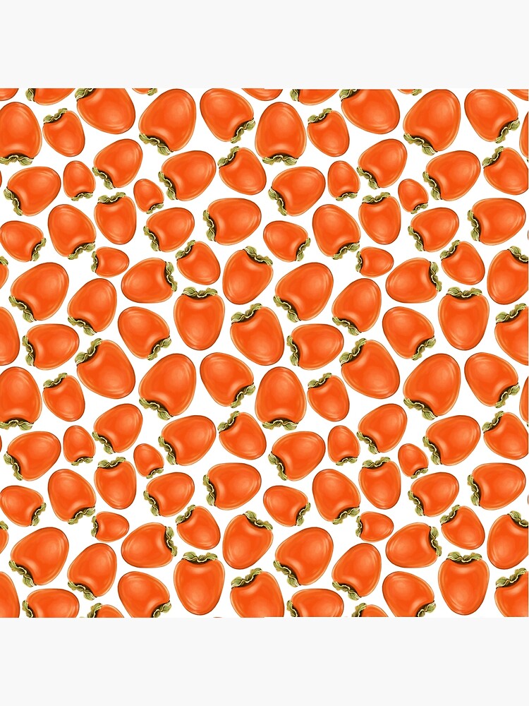 "Watercolour, digital persimmon seamless pattern isolated on bright ...