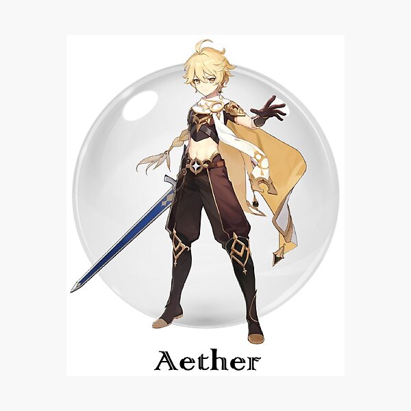 "Aether of Genshin Impact Full Body with Magic Orb" Photographic Print ...