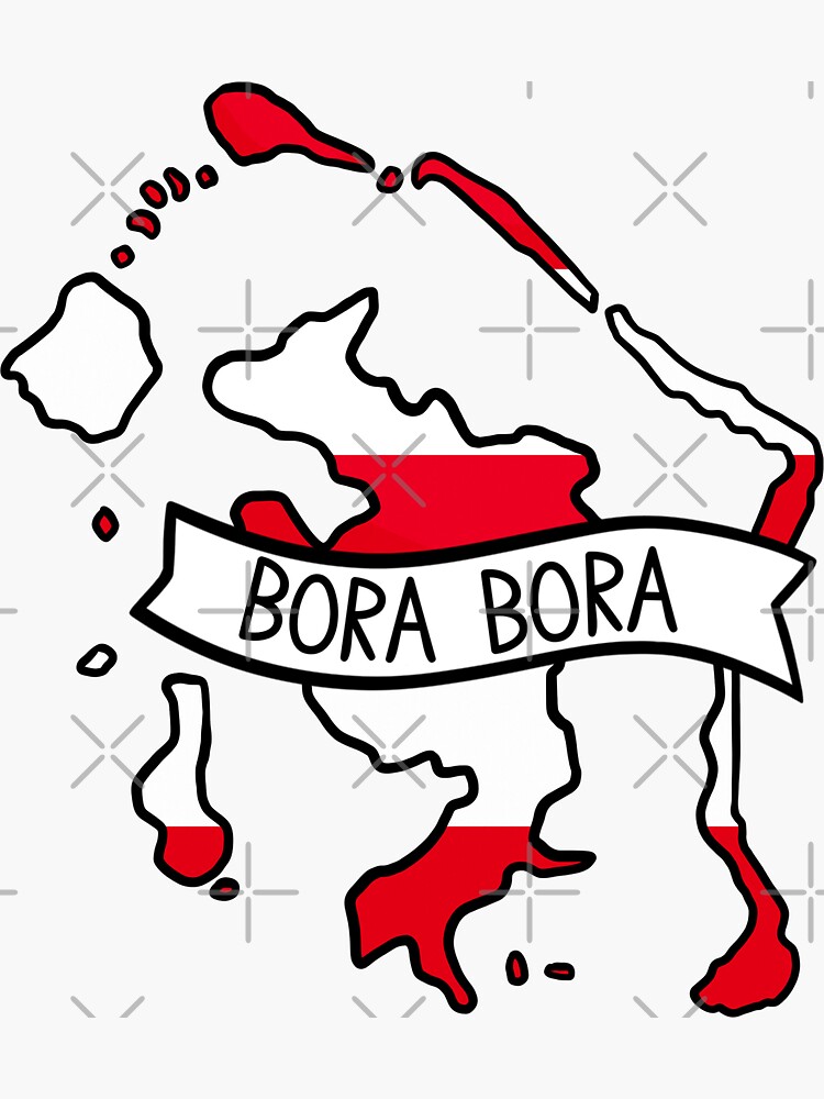 "Bora Bora Flag Map Sticker" Sticker by Drawingvild | Redbubble