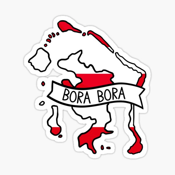 "Bora Bora Flag Map Sticker" Sticker by Drawingvild | Redbubble