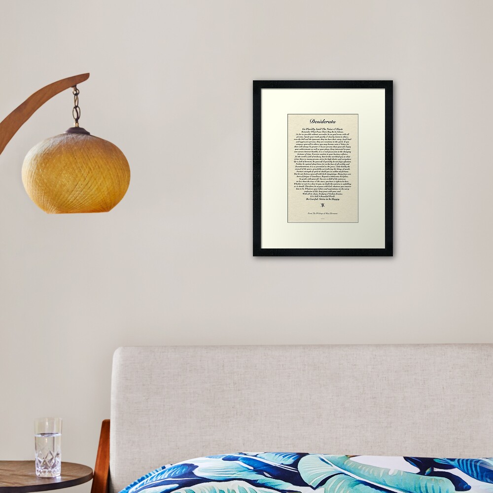 "Original Desiderata Poem by Max Ehrmann" Framed Art Print for Sale by ...