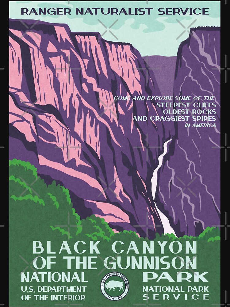 "Black Canyon Of The Gunnison National Park Vintage WPA Poster" T-shirt ...