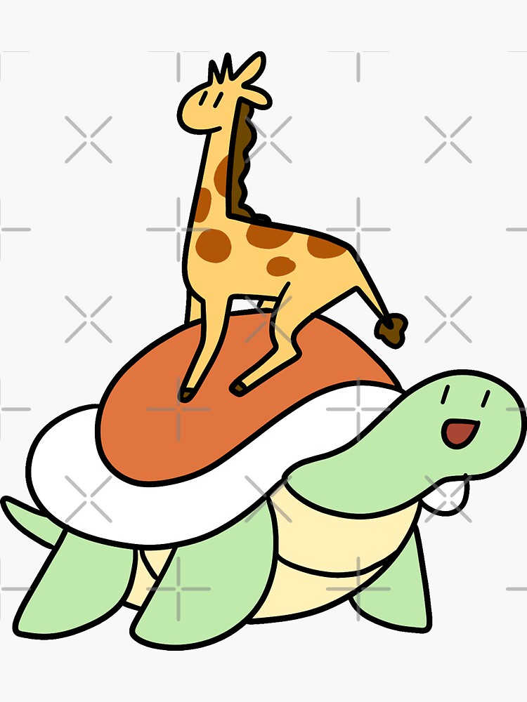 "Tiny Giraffe and Turtle" Sticker for Sale by SaradaBoru | Redbubble