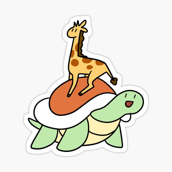 "Tiny Giraffe and Turtle" Sticker for Sale by SaradaBoru | Redbubble