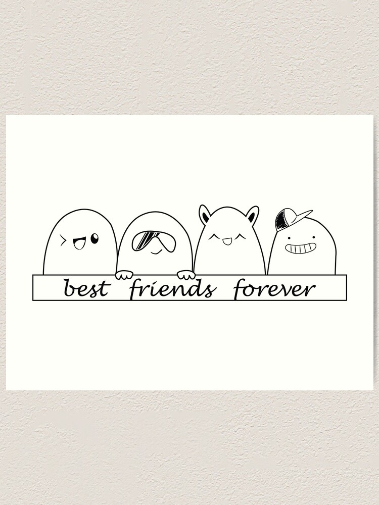 "Cute Bff Doodle Face" Art Print for Sale by waawi-studio | Redbubble