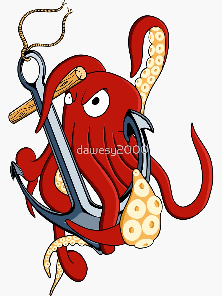 "Octopus Anchor Thief" Sticker for Sale by dawesy2000 | Redbubble