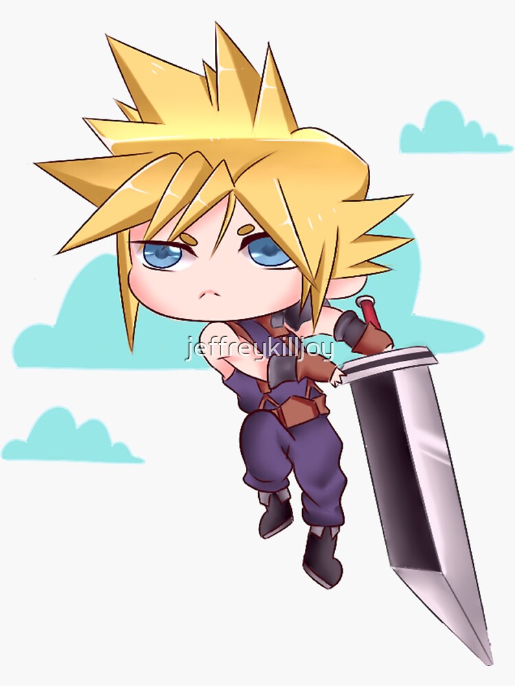 "Cloud Strife Chibi" Sticker for Sale by jeffreykilljoy | Redbubble