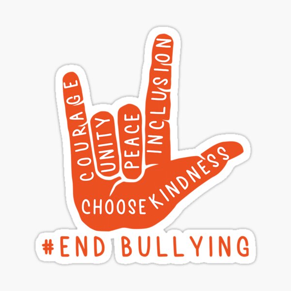 "Unity Day Orange Kids 2021 Anti Bullying Love Sign Language" Sticker ...