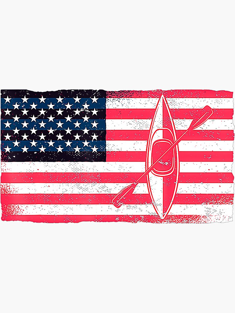 "American Flag Kayak Distressed USA Outrigger Canoe " Sticker by ...