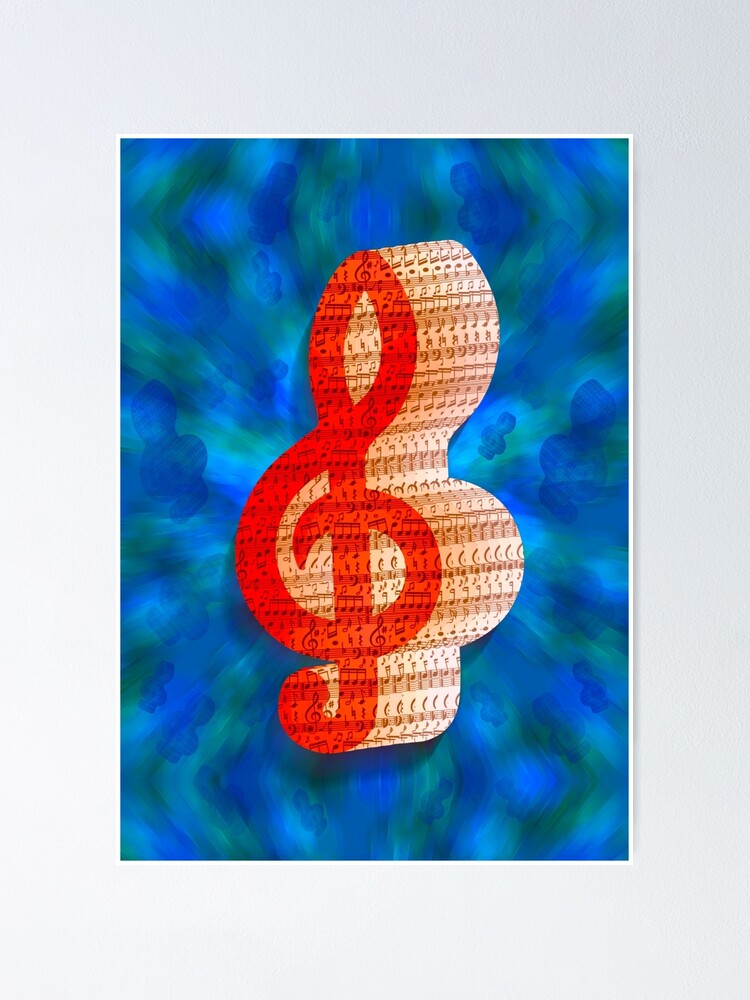 "3D Treble Clef (orange)" Poster for Sale by Only1helen | Redbubble