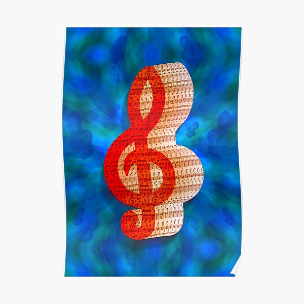 "3D Treble Clef (orange)" Poster for Sale by Only1helen | Redbubble