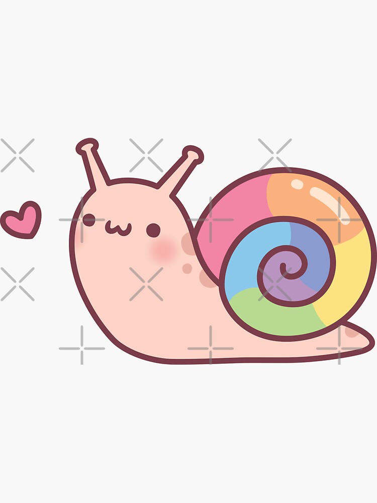 "Cute Little Snail With Rainbow Shell Doodle " Sticker for Sale by ...