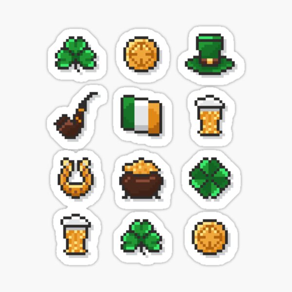 "St.Patrick's Day Pixel Art" Sticker by doubleplott | Redbubble