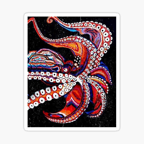 "trippy octopus drawing" Sticker for Sale by cmidd | Redbubble