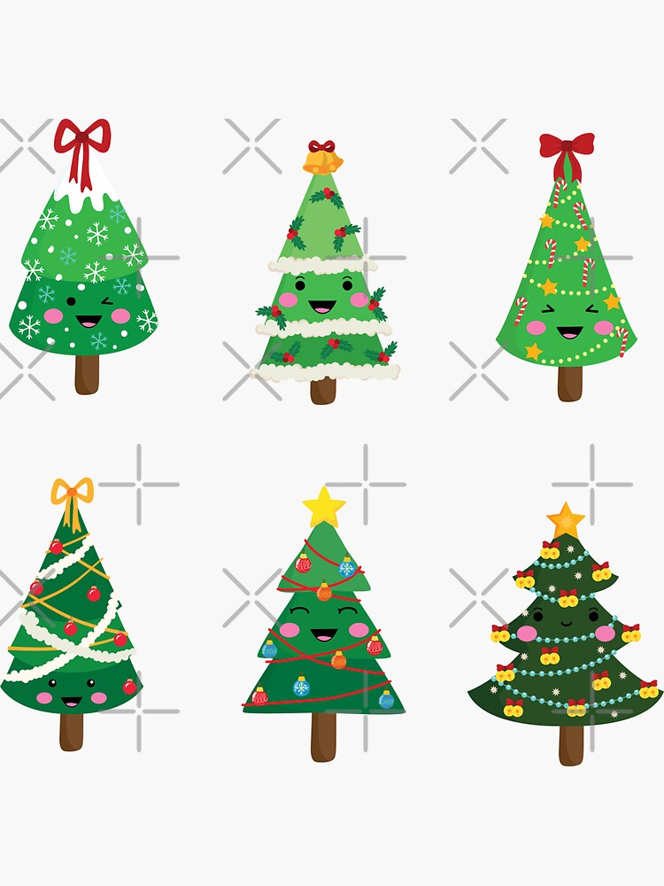 "Kawaii Christmas Trees pack" Sticker for Sale by DAFIN | Redbubble