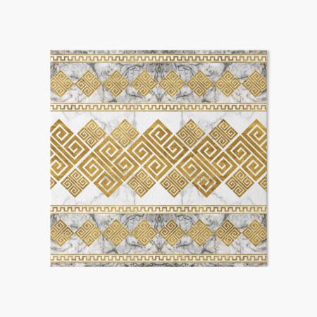 "Greek Meander - Greek Key White Marble and Gold" Art Board Print for ...