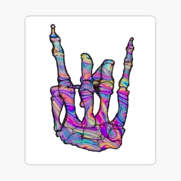 "Skeleton Rock Hand Sign " Sticker for Sale by Riehette | Redbubble
