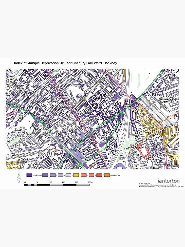 "Multiple Deprivation Finsbury Park ward, Hackney" Framed Art Print by ...