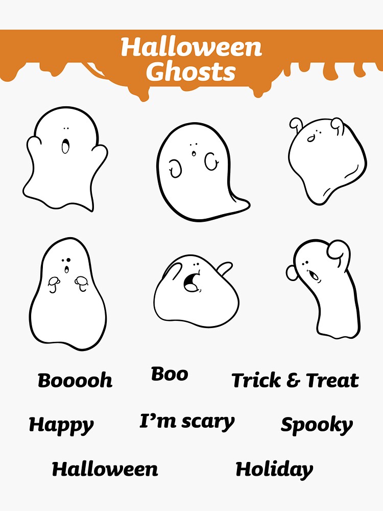 "Spooky Ghost Stickers- OOOH" Sticker for Sale by PeWiLu | Redbubble