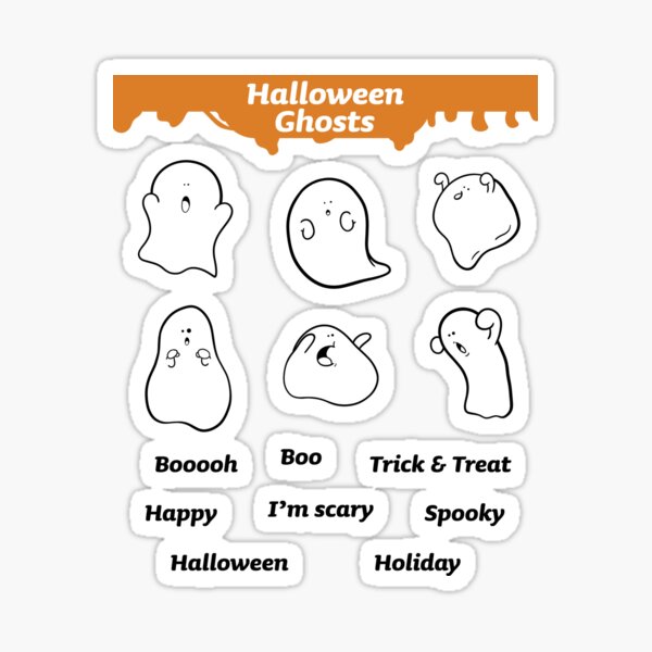 "Spooky Ghost Stickers- OOOH" Sticker for Sale by PeWiLu | Redbubble