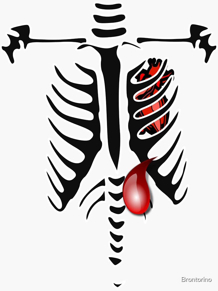"Skeleton bleeding realistic_black" Sticker for Sale by Brontorino ...