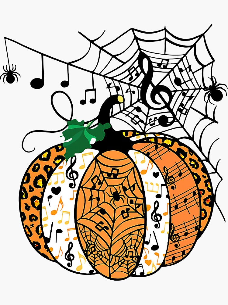 "Halloween Pumpkin Music Symbols Music Teacher Halloween" Sticker for ...
