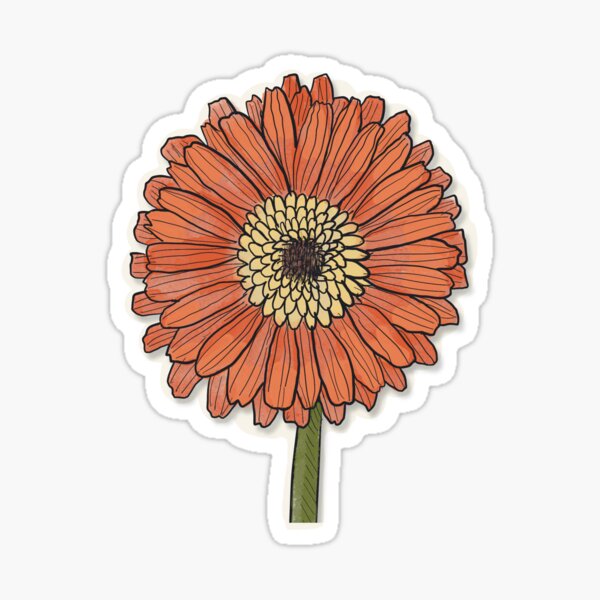 "Sticker Orange Gerbera Daisy Flower " Sticker for Sale by Alima ...