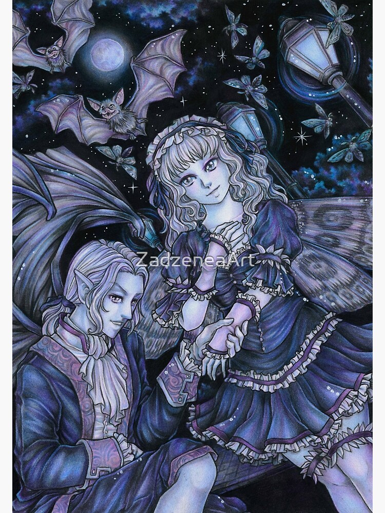"Moth and bat - fantasy motif in manga style Lolita Gothic" Art Print ...