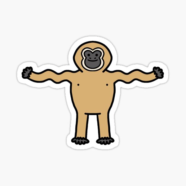 "Wiggly Gibbon" Sticker for Sale by Grahkay | Redbubble