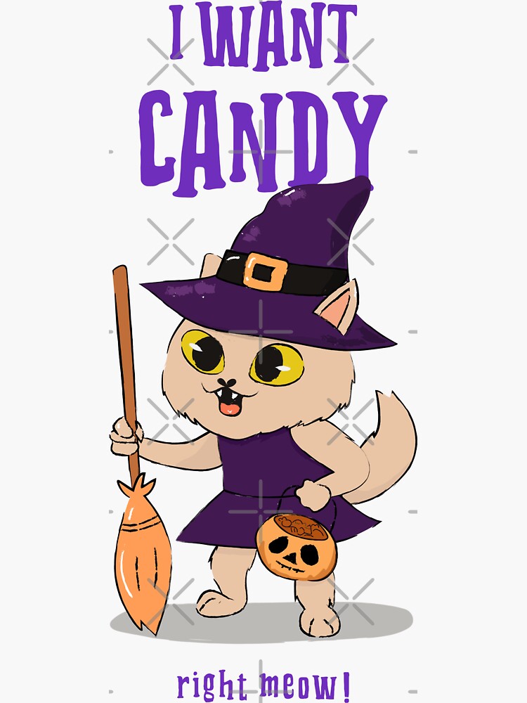 Pegatina «Catoween Trick or Treat Happy Meoween Meow I Mean Boo Cat ...