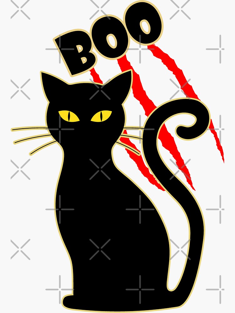 "Cat Boo (black background)" Sticker by ibijin | Redbubble