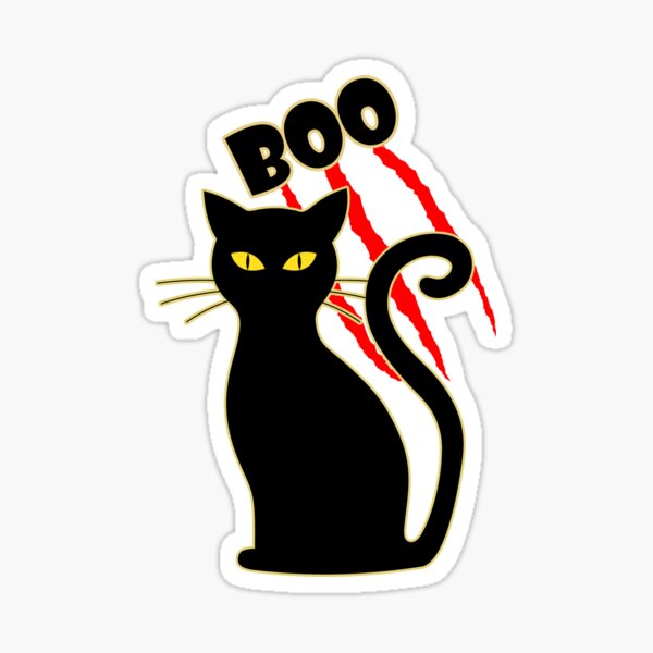 "Cat Boo (black background)" Sticker by ibijin | Redbubble