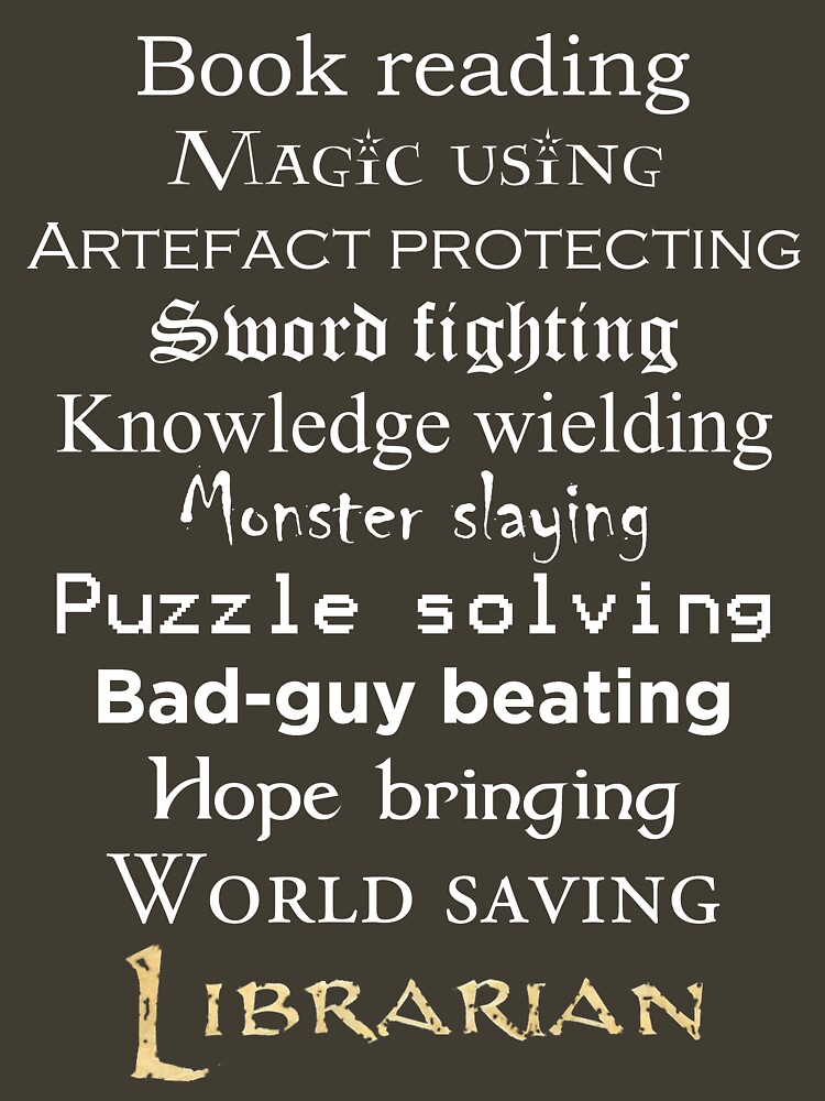 "Librarian white text" T-shirt for Sale by dogandbooks | Redbubble ...