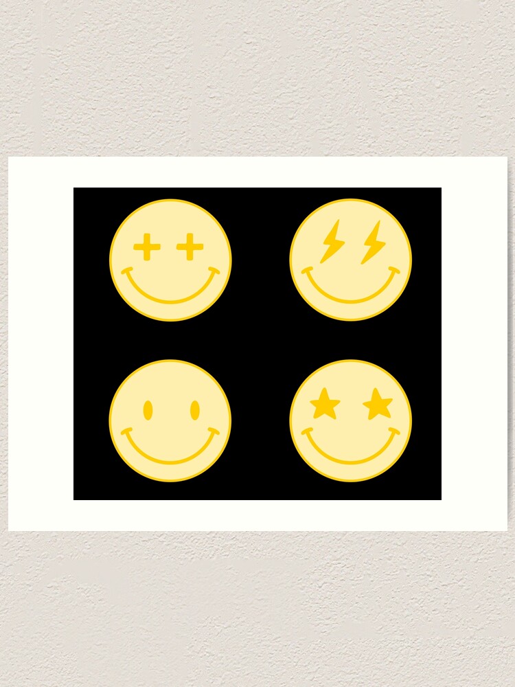 "Cute lighting smiley face - Yellow Happy Face" Art Print by ...