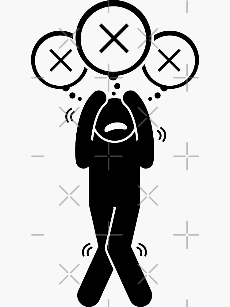"Man With Anxiety - Stickman Black Version" Sticker for Sale by ...
