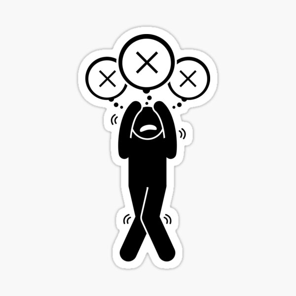 "Man With Anxiety - Stickman Black Version" Sticker for Sale by ...