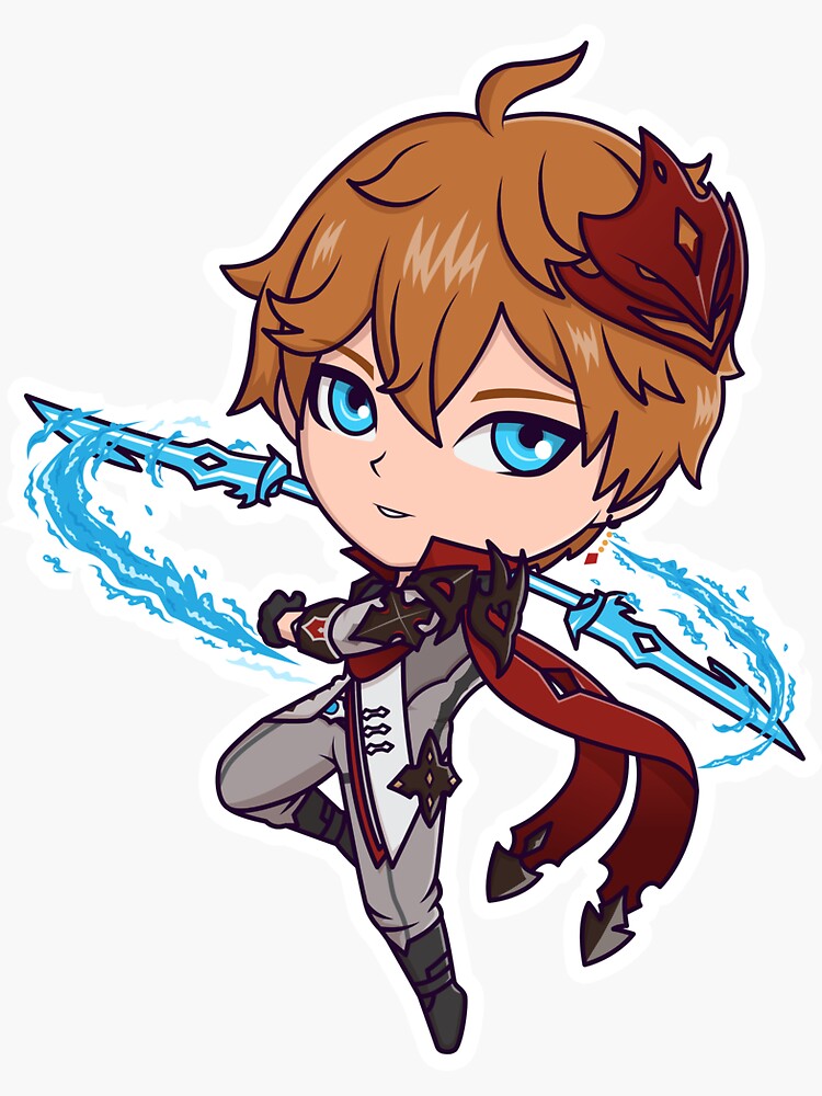 Pegatina «Tartaglia / Childe chibi de Genshin Impact» de Ozzet | Redbubble