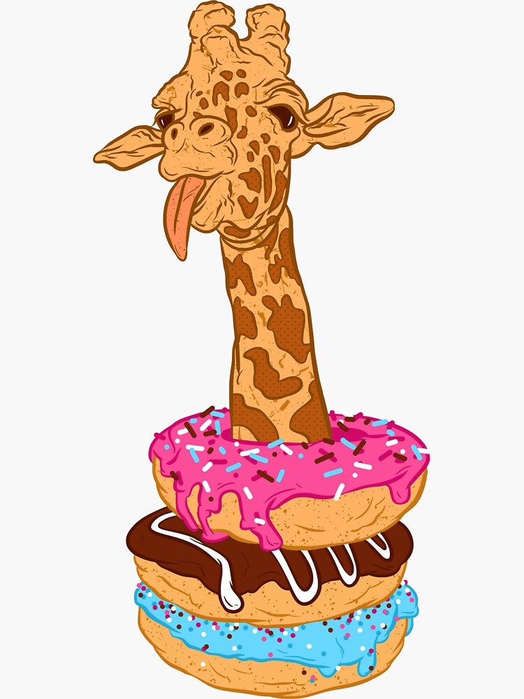 "Donuts giraffe" Sticker by Chuvardina | Redbubble
