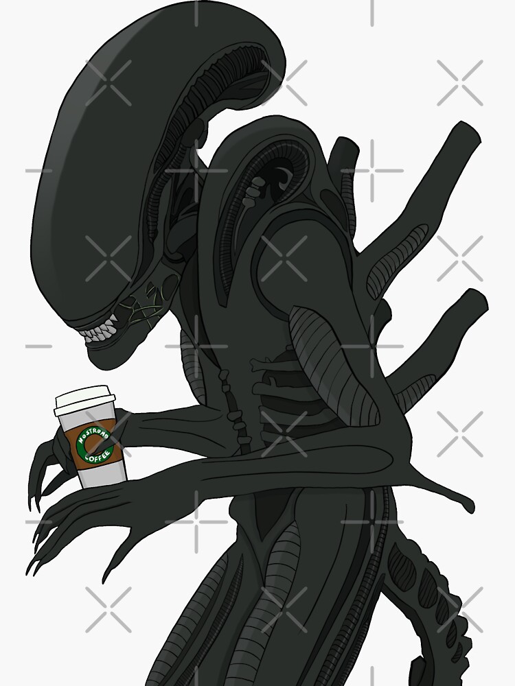 "Xenomorph (Alien) Coffee Break" Sticker for Sale by elphaba727 | Redbubble