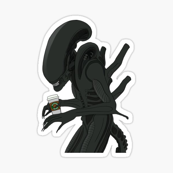 "Xenomorph (Alien) Coffee Break" Sticker for Sale by elphaba727 | Redbubble