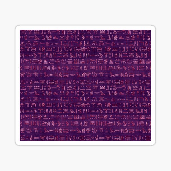 "Purple Egyptian Hieroglyphs Symbols Textile Art Pattern" Sticker for ...