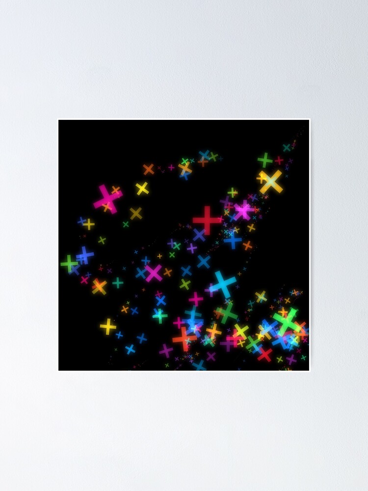 "Glowing plus sign abstract art home decor" Poster by CosmicAnimation ...