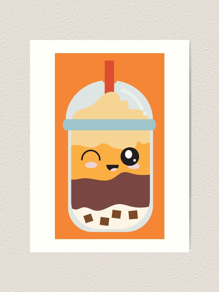 "Orange and Brown Winking Boba Bubble Tea Cute Kawaii Smiling Cup ...